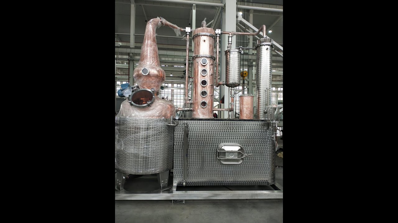 600l steam fired copper still with 4 plates reflux column, a gin basket ...