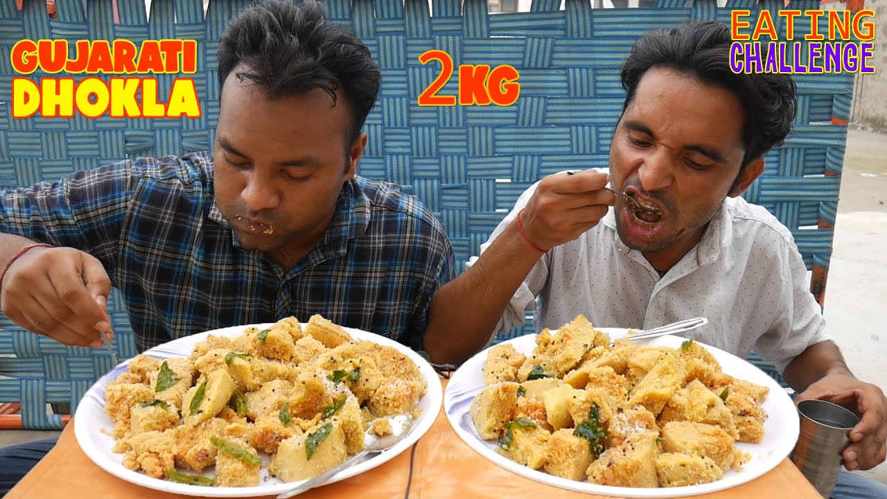 2KG Gujarati Dhokla Eating Challenge | Khaman Dhokla Eating Competition ...