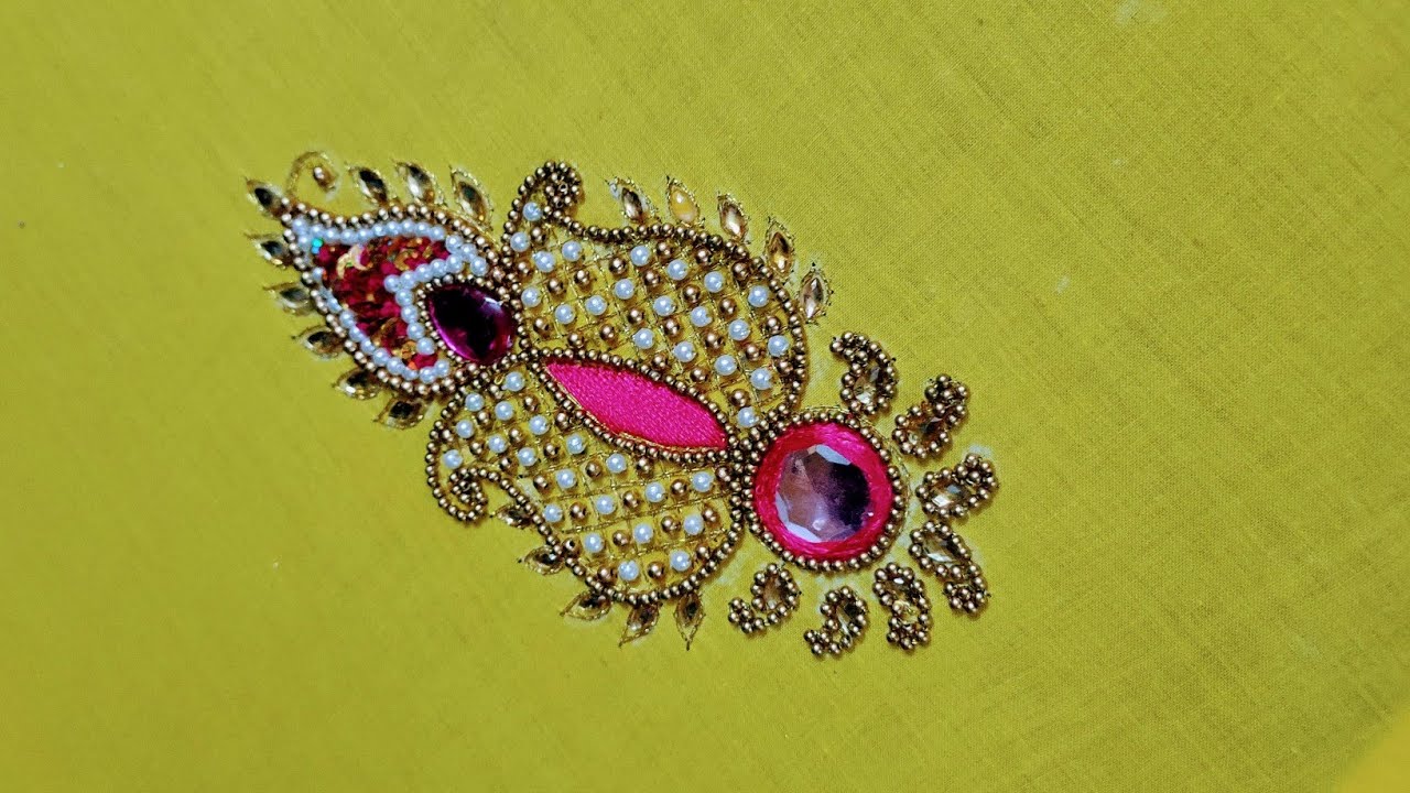 #04 Grand elbow sleeve mango design in aari embroidery.#Designcorner # ...