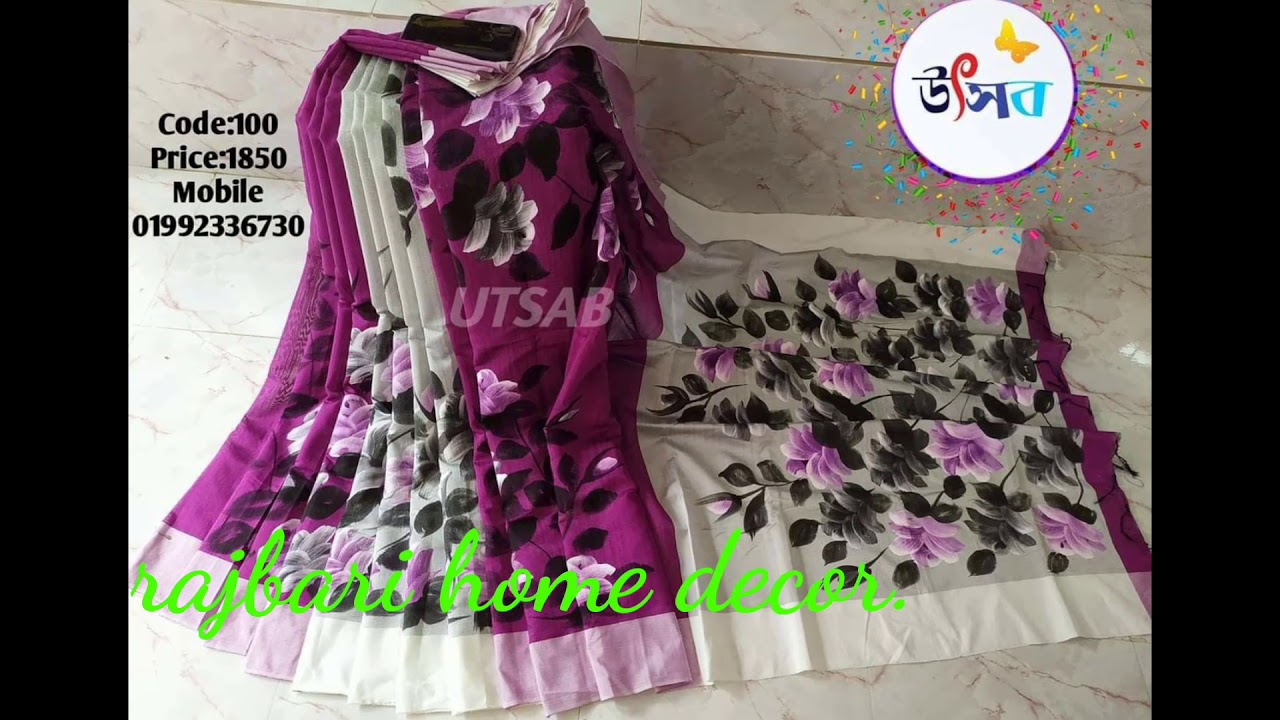 hand painting saree/ unique hand print saree - YouTube