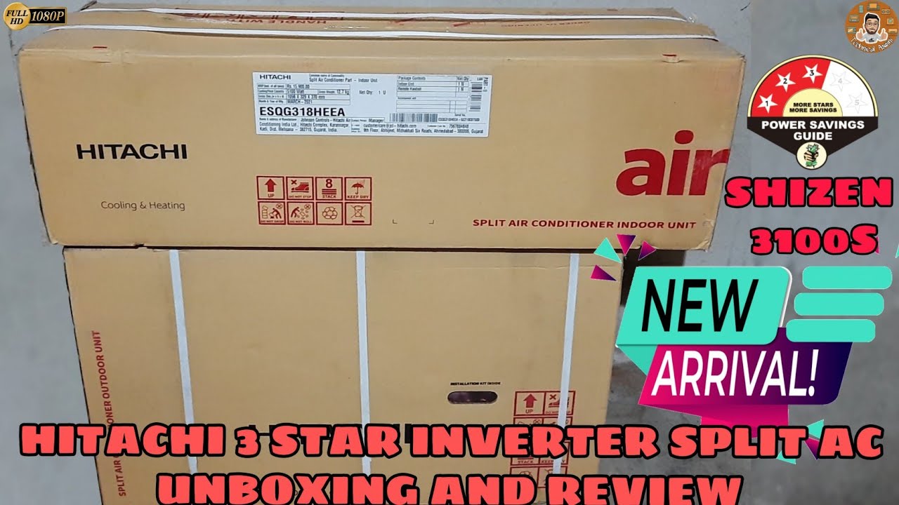 HITACHI RSQG318HEEA 1.5 Ton 3 Star Inverter Split Ac Unboxing And ...