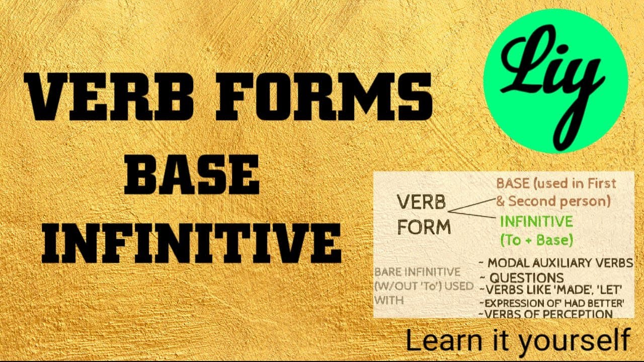 Verbs: Base Form | English Grammar | LIY | Learn It Yourself - YouTube