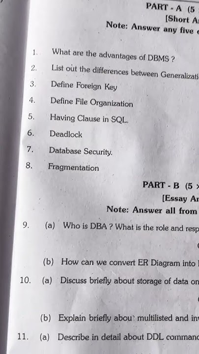 B.com RDBMS Question paper 2024 - YouTube