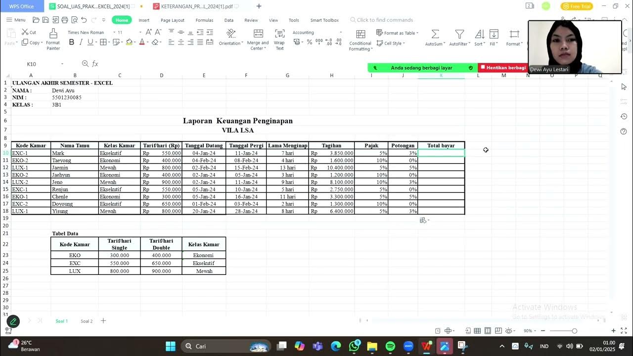 UAS Praktikum Sistem Informasi Excel Access - YouTube
