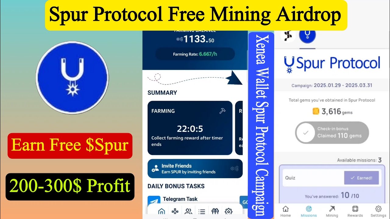 Spur Protocol Aidrop Complete Guide | Spur Protocol Mining App | Xenea Wallet Spur Protocol ...
