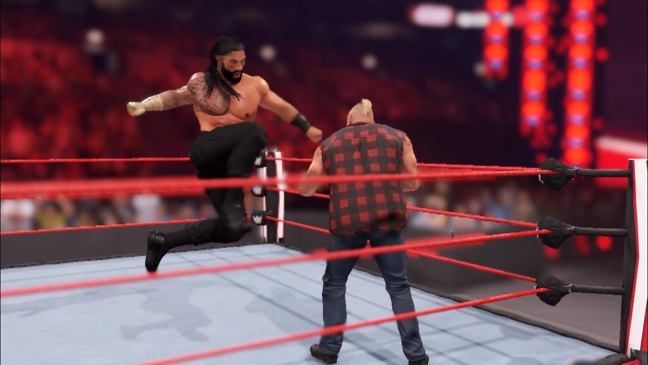 Brock returns fights Roman at raw - YouTube