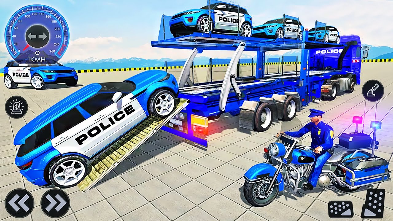 Police Car Cargo Truck Transport 3D - Car Transport Trailer Driver ...