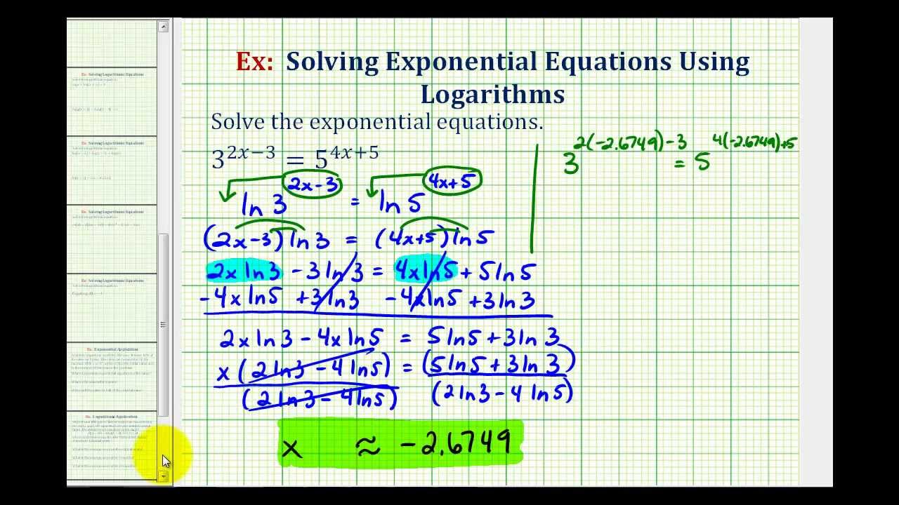 Ex 5 Solve Exponential Equations With Two Exponential Parts Using
