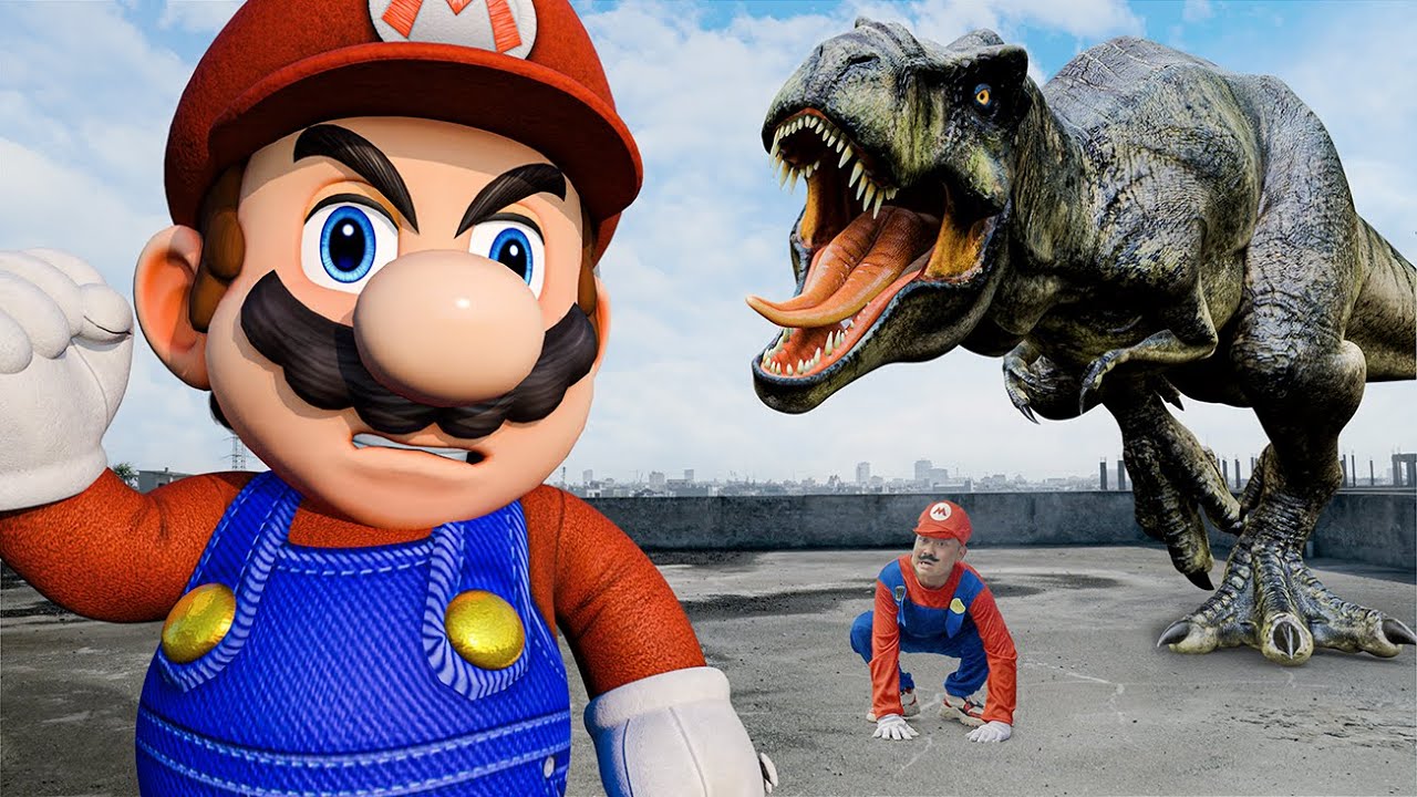 Best of Super Mario Bros Attack (2025) | Mario Vs T-REX | Jurassic Park ...