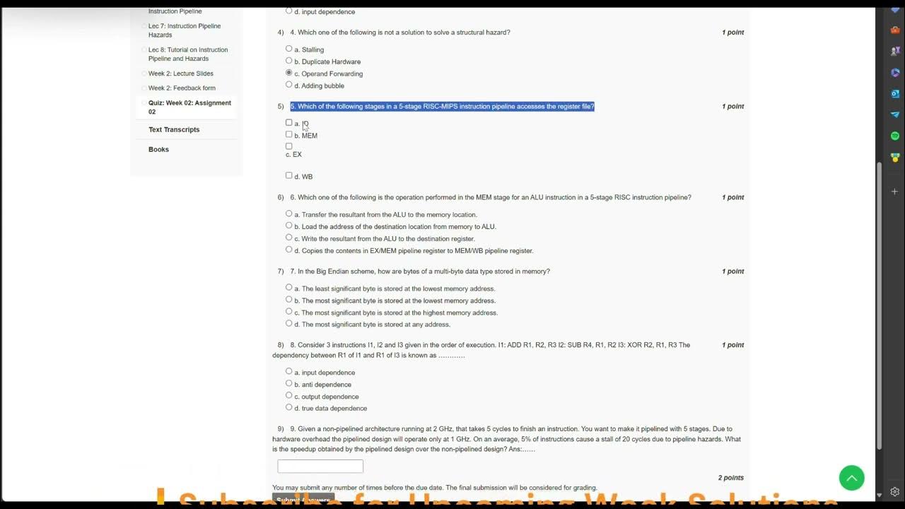 NPTEL Multi-Core Computer Architecture Week 2 Assignment Solution July 2024 | IIT Guwahati - YouTube