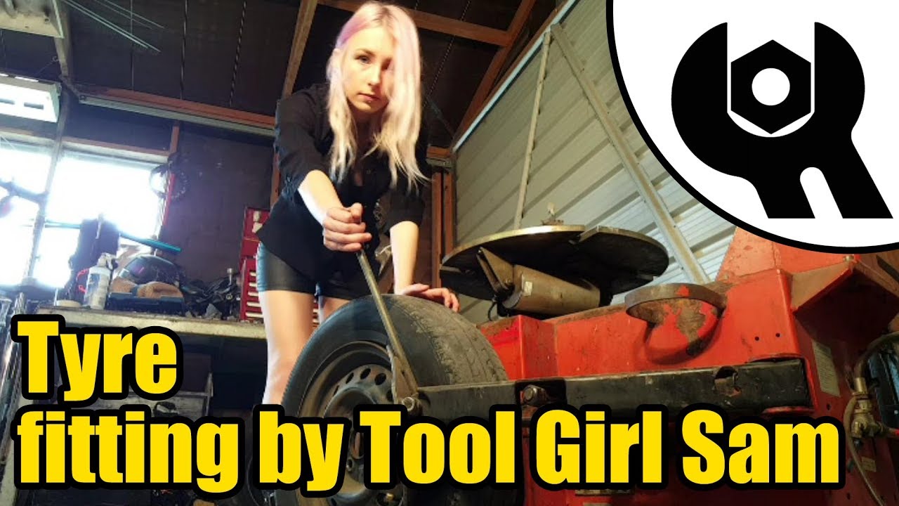 Tool girl Sam fits a new car tyre #1830 - YouTube
