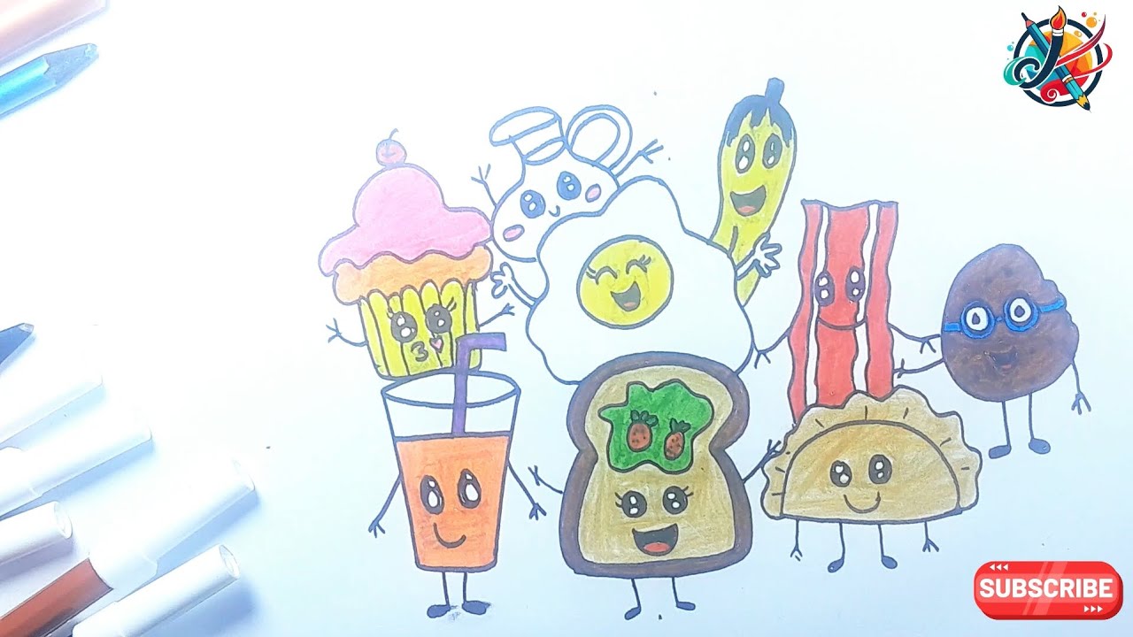 How To Draw Cute And Tasty BREAKFAST DOODLE - Easy Color Step By Step ...