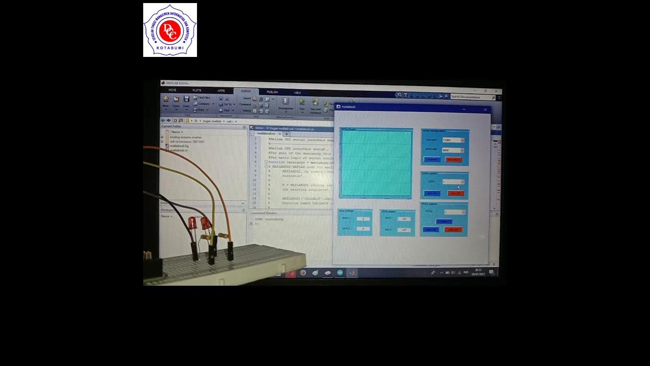 cara menghubungkan matlab ke arduino uno dengan kontrol LED - YouTube