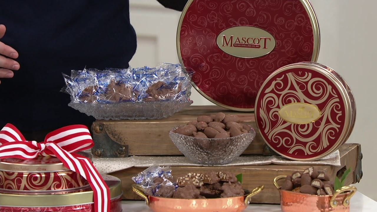 Mascot Pecan Shelling Co. Set of 2 Chocolate Pecan Gift Tins on QVC ...