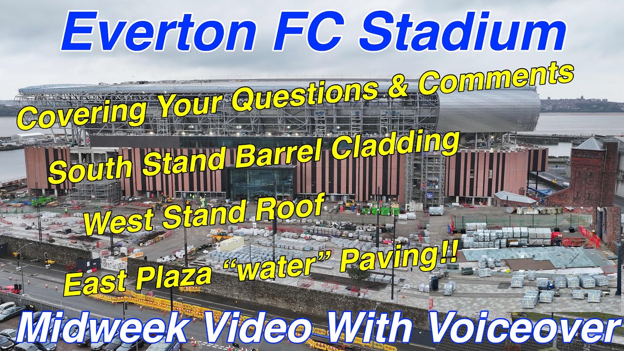 NEW Everton FC Stadium on 27.3.24. South Stand Barrel Cladding, West ...