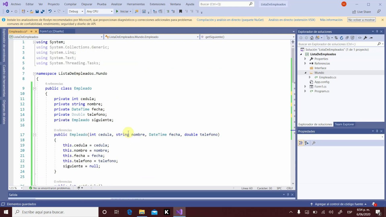Visual Studio(C#) Aplicación Listas Enlazadas(Nodo)-Introducción: Clase ...