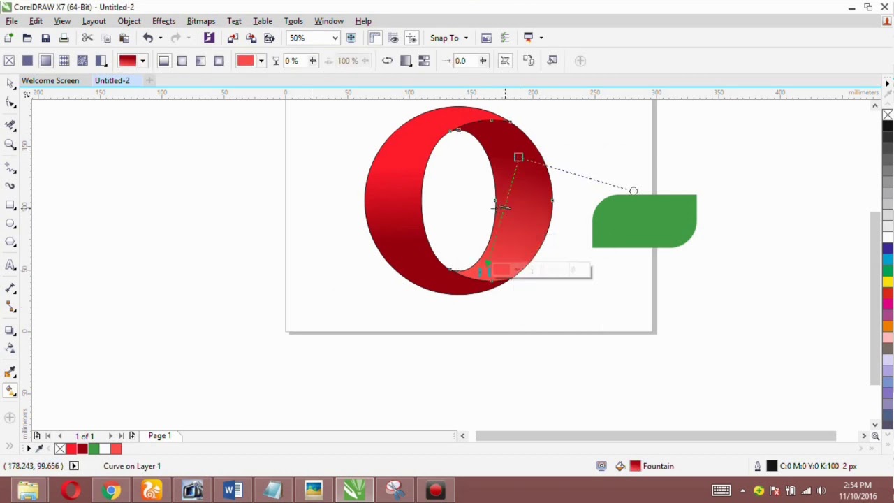 How To Quickly Draw The Opera Mini Browser Logo In Corel Draw X7 - YouTube