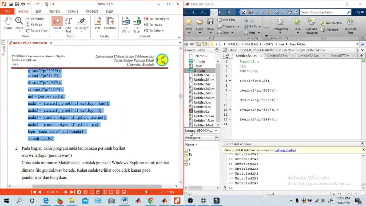 Praktikum PSD Modul 2 " SAMPLING DAN ALIASING " - YouTube