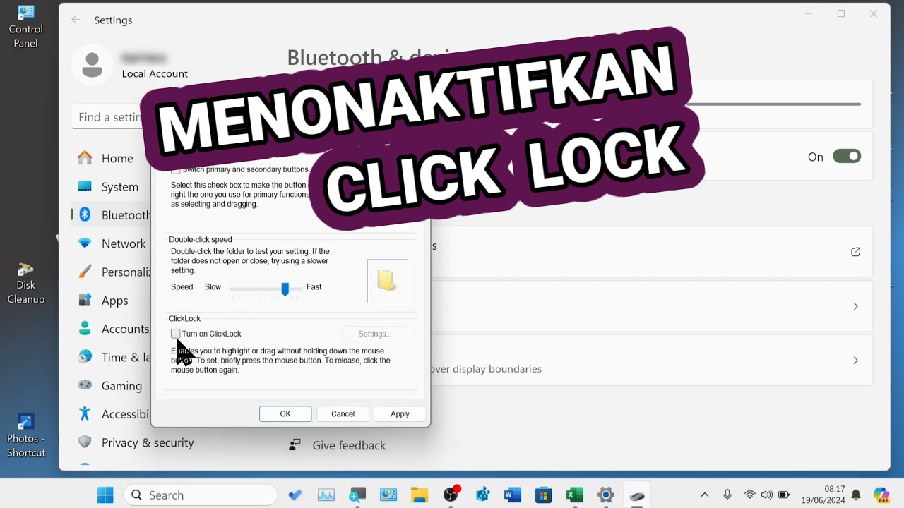 Tutorial Menonaktifkan Click Lock di Laptop Windows 11 (Turn Off Click ...