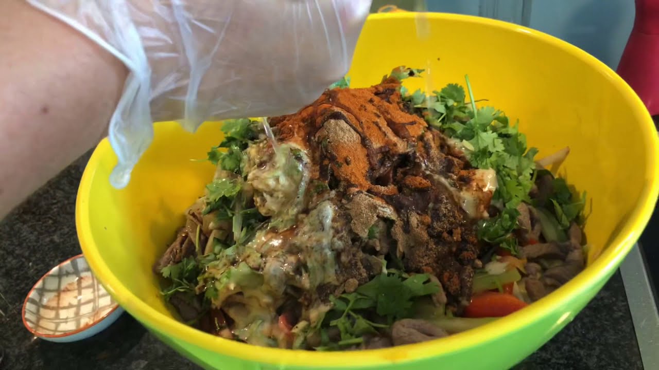 Funchoza salad – Korean Noodle Salad with vegetables and meat/Салат ...