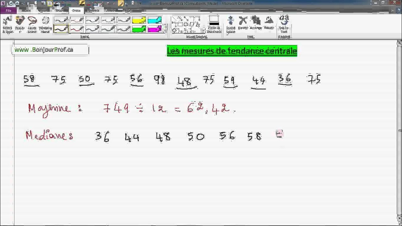 Secondaire 3 Québec Statistique : 7-6 moyenne, médiane et mode : les ...