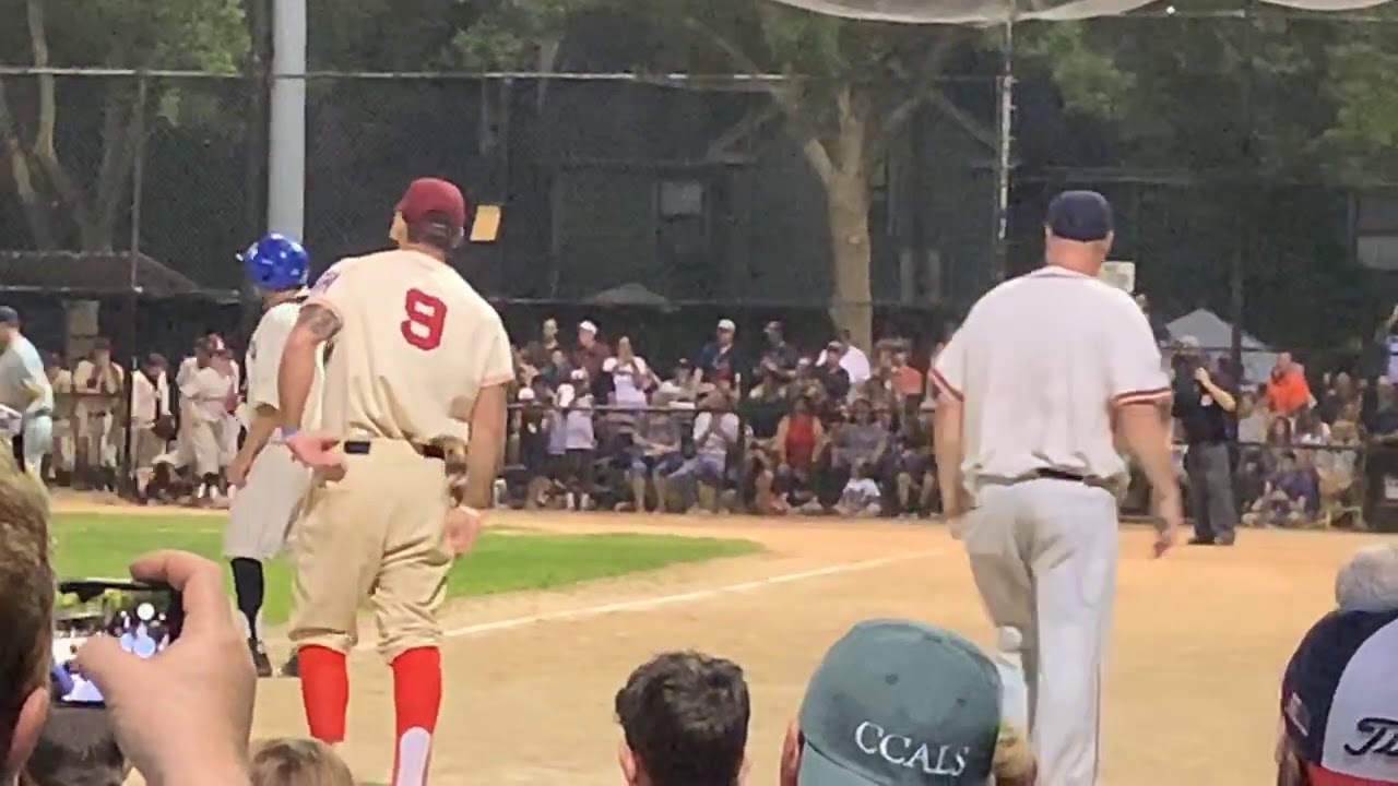Roger Clemens, former Boston Red Sox ace, bats during 2019 Oldtime ...