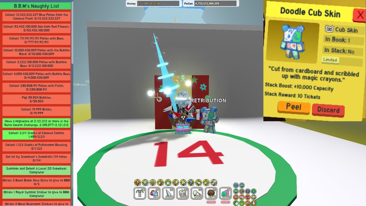 Getting Doodle Cub buddy Skin| Claiming BBM + Presents| bee swarm ...