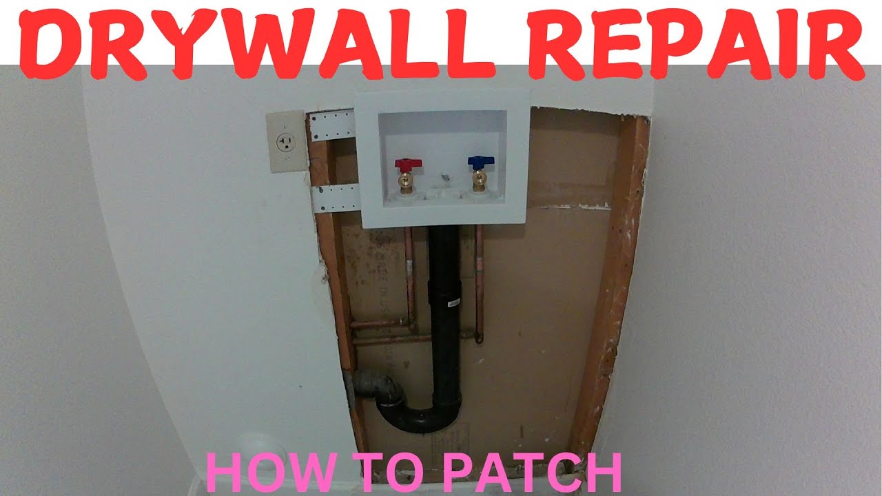 patching laundry room water line box install drywall, tape the seams ...