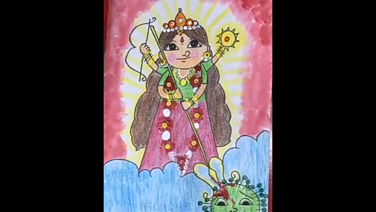 DRAWING TUTORIAL FOR KIDS | DURGA PUJA SPECIAL ARTWORK | KIDS LEARNING ...
