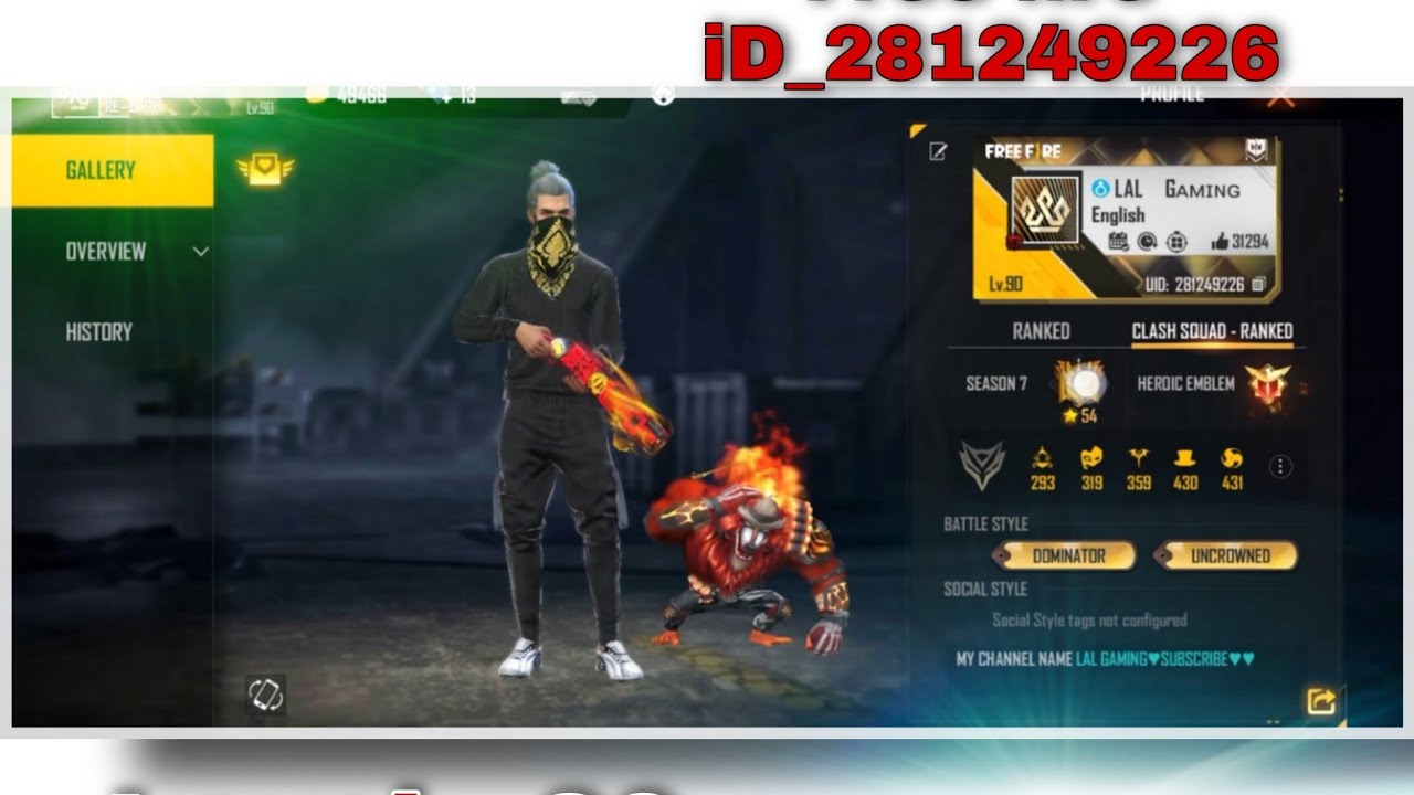 free fire video 😱 level--90. ID__ 281249226 #lel gaming #Lucky_09_Gamer ...