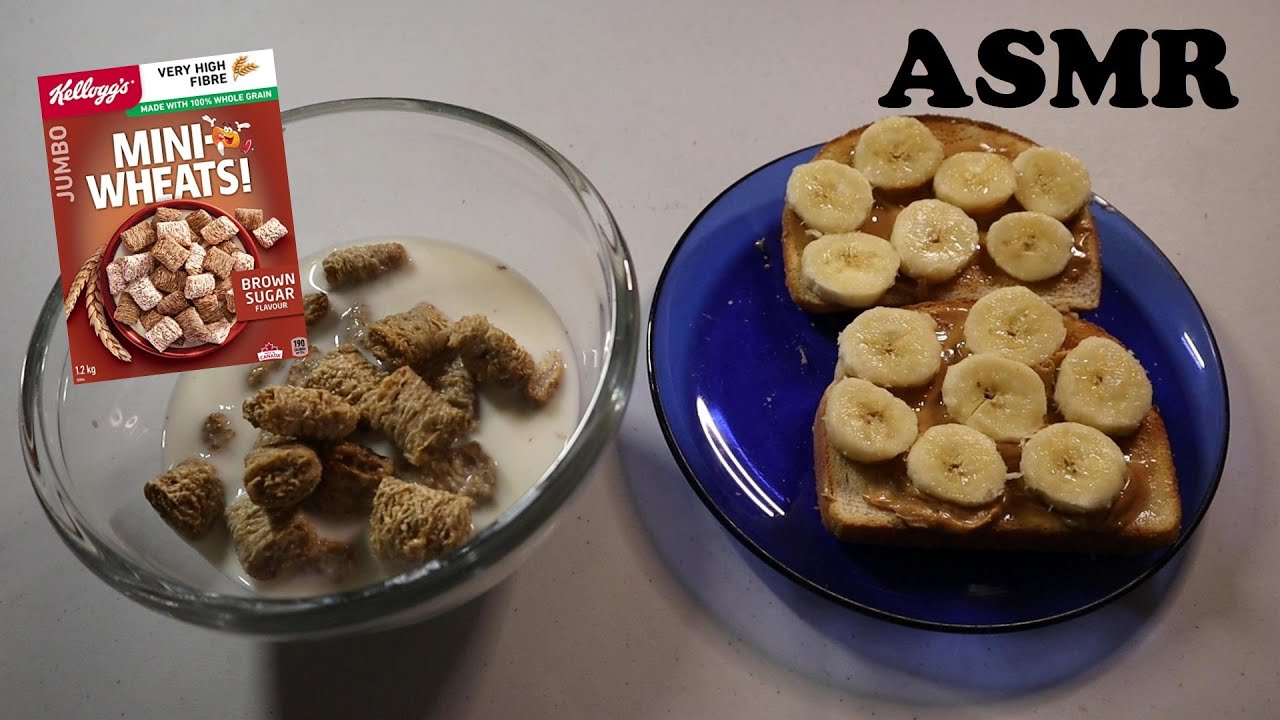 MINI-WHEATS BROWN SUGAR & TOAST WITH PEANUT BUTTER & BANANA ASMR ...