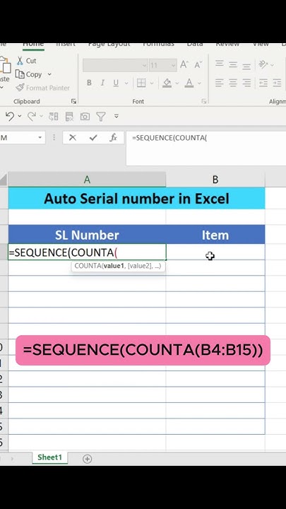 Auto serial number formula in Excel #excel #excelshorts #exceltips #excellife # ...