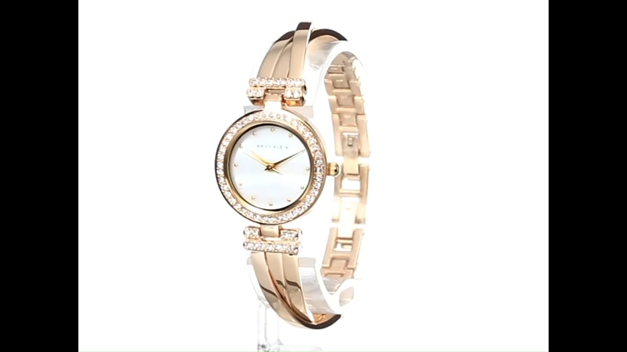 Women's Premium Crystal Accented Bangle Watch and Bracelet Set - YouTube