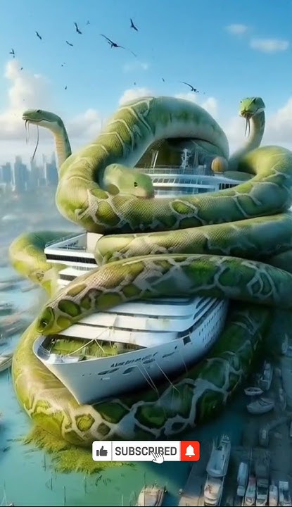AI ART Nature Discovery | Giant Python vs Cruiser Ship #trendingshorts ...