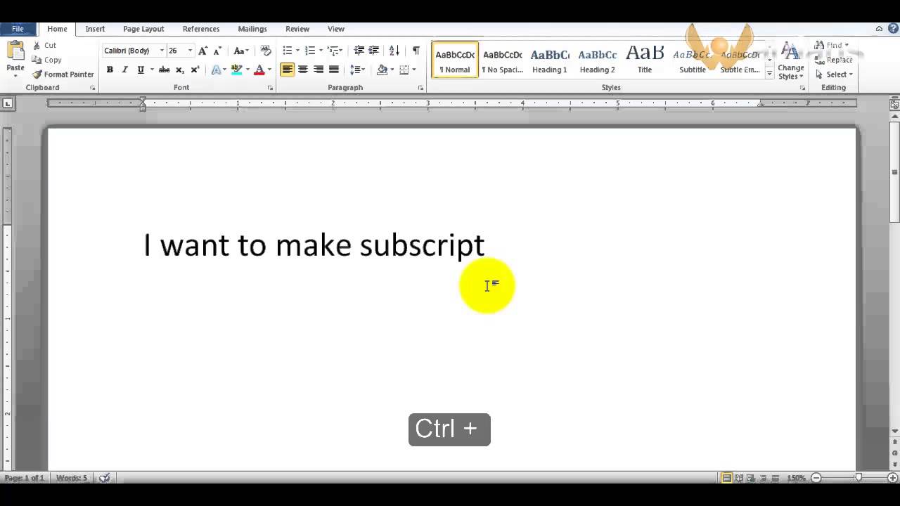 How To Write Sub And Super Script In Ms Word Tutorial Youtube