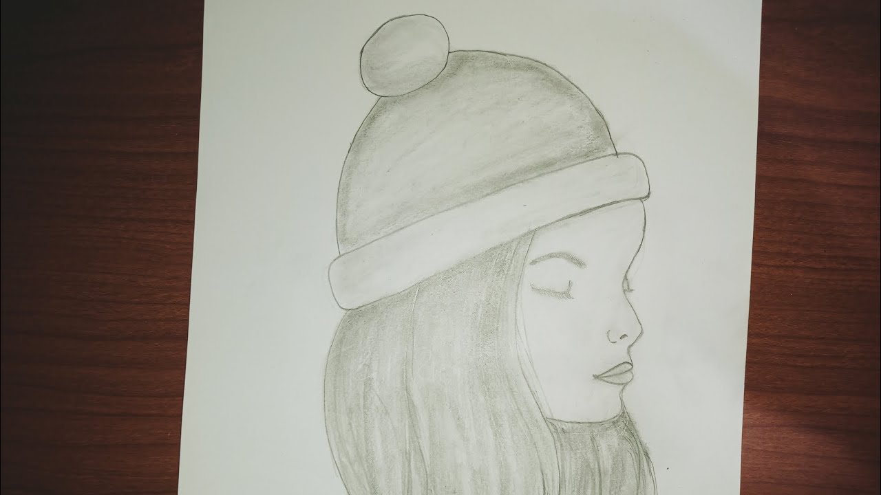 Easy Step by Step How To Draw A Girl Wearing A Beret, Drawing Hobby ...