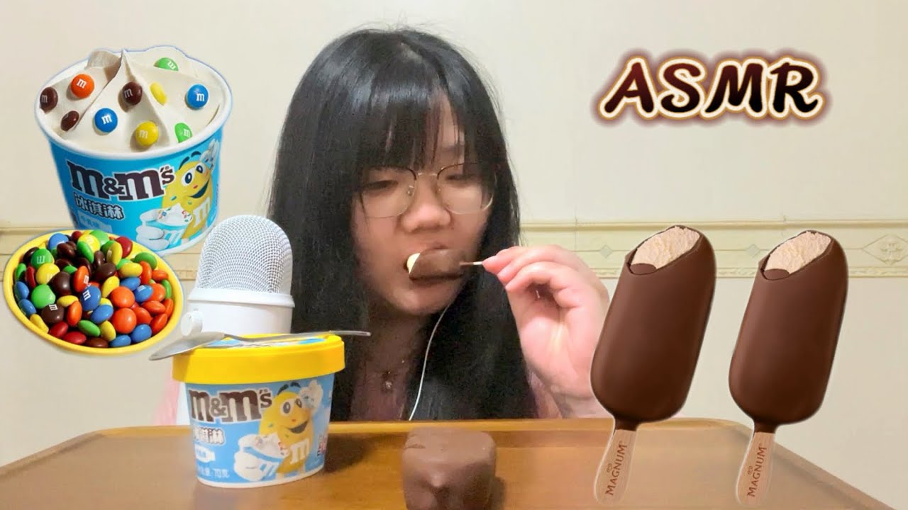 ASMR | Eating Magnum Chocolate Ice Cream & M&M's Ice Cream (No Talking ...