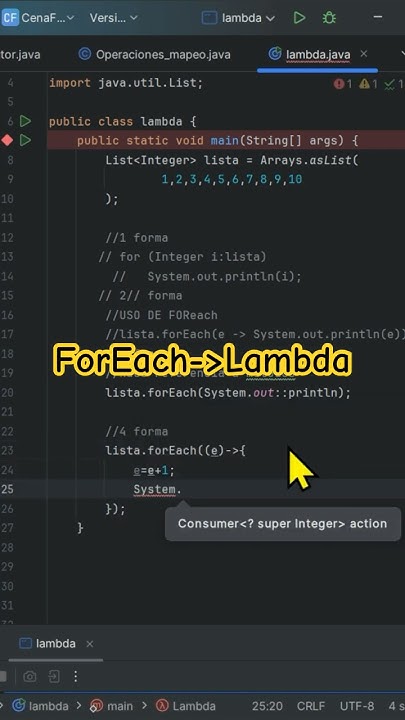 Como hacer uso del metodo ForEach con expresiones Lambda #java #backend #programacion #clips # ...