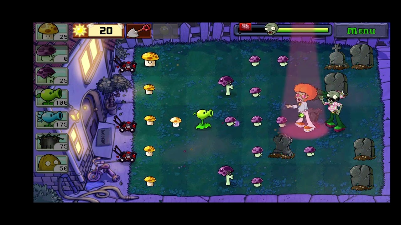 plants vs. Zombies night time level 8 - YouTube