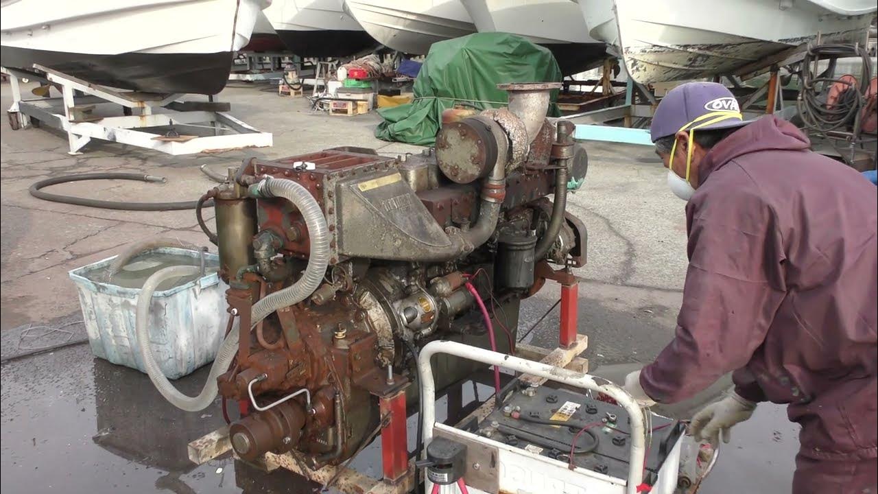 No.2801 MITSUBISHI S6M2-MTK-2 (3.05)385ps 【Used Marine Diesel Engine Amakusa Marina】 - YouTube