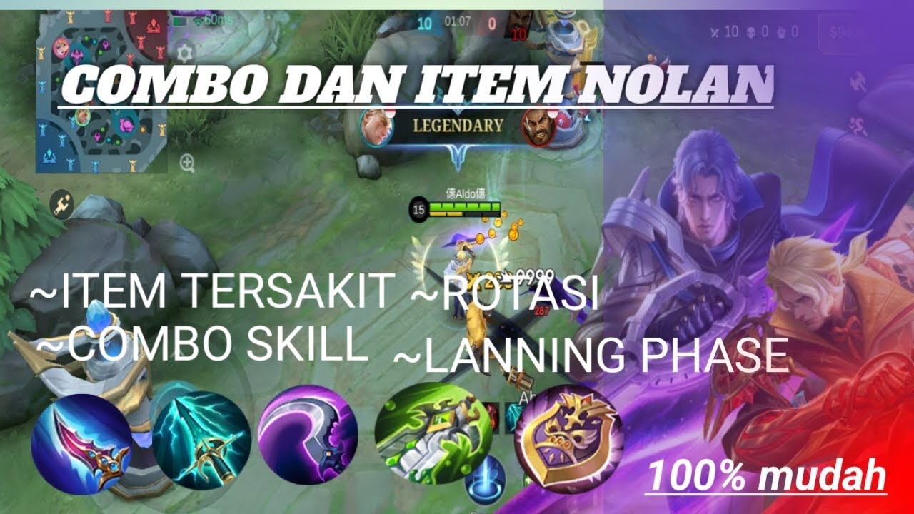 TUTOTIAL NOLAN BAGI PEMULA!!|COMBO SKILL|ITEM TERSAKIT | MOBILE LEGEND ...