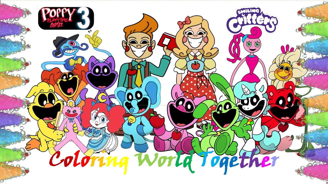 Сoloring Smiling Critters Poppy Playtime 3 | Mr. and Miss Delight ...