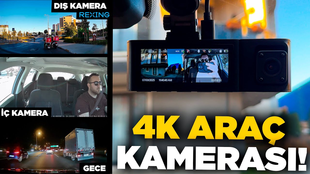 Çift kameralı Rexing R316 Araç Kamerası - Wi-Fi - 4K ve 7/24 Kayıt ...
