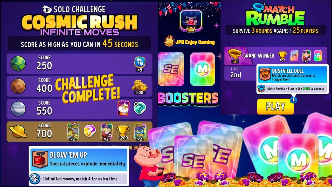 Solo Challenge Cosmic Rush Blow'Em Up 700 Score/ Match Rumble 25 Player ...