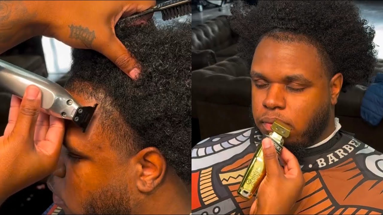 Bro paid $250 for a crispy tapered hairline w/ Afro - YouTube