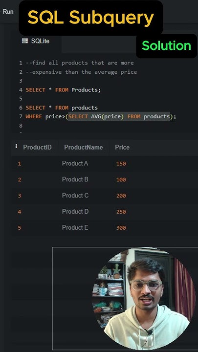 SQL Subquery #sql #interviewpreparation #coding @JustStart0101 - YouTube