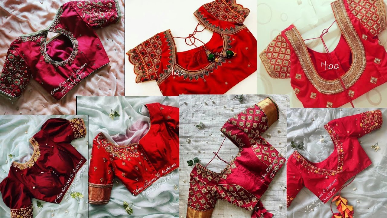 Latest Red Blouse Design Patterns | Red Colour Blouse Design | Fancy ...