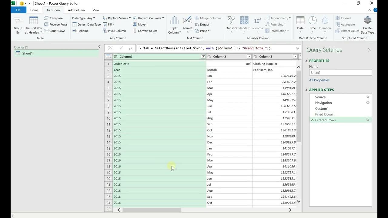 Powerquery 011 Ứng Dụng Unpivot Level 1 Youtube