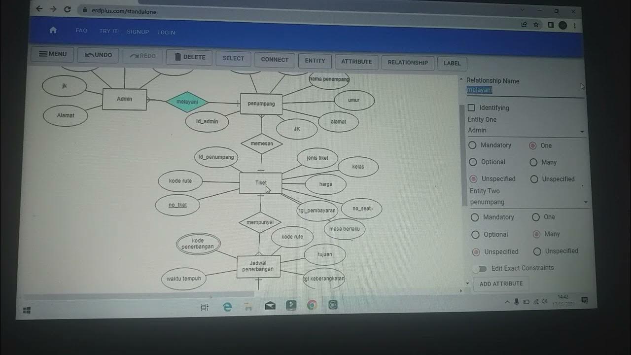 Tugas basis data,tutorial membuat database penerbangan menggunakan ERDplus.com - YouTube