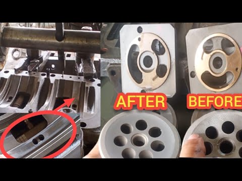 Refacing hydraulic pump head cover with new cylinder block ang valve ...